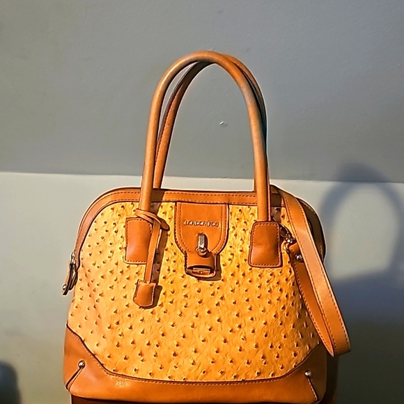 London Fog | Bags | London Fog Designer Dome Satchel Tan Ostrich Dual ...